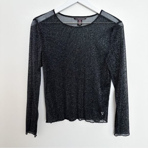 Victoria's Secret | Tops | Victorias Secret Sheer Shimmer Long Sleeve ...